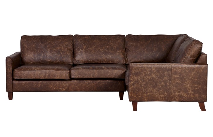 Columbus Black Leather Corner Sofa