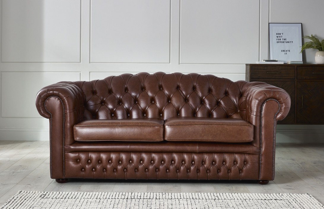 Ashford Leather Buttoned Sofa | Leather Chesterfield Sofas